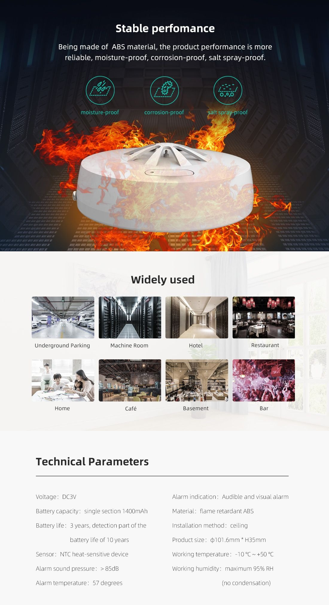 Wireless Interconnected Heat Alarm Heat Detector